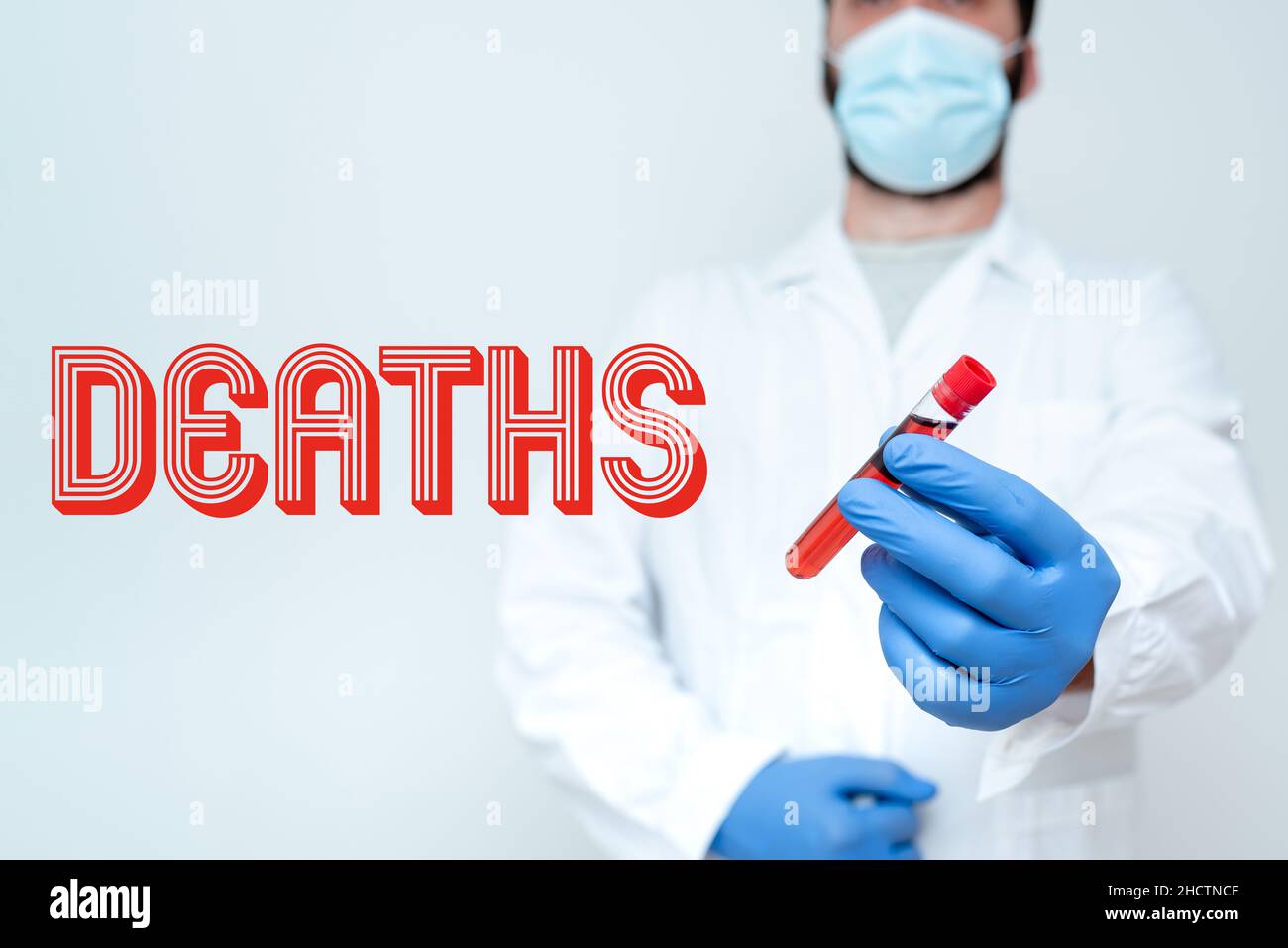 Text caption presenting Deaths. Concept meaning permanent cessation of ...