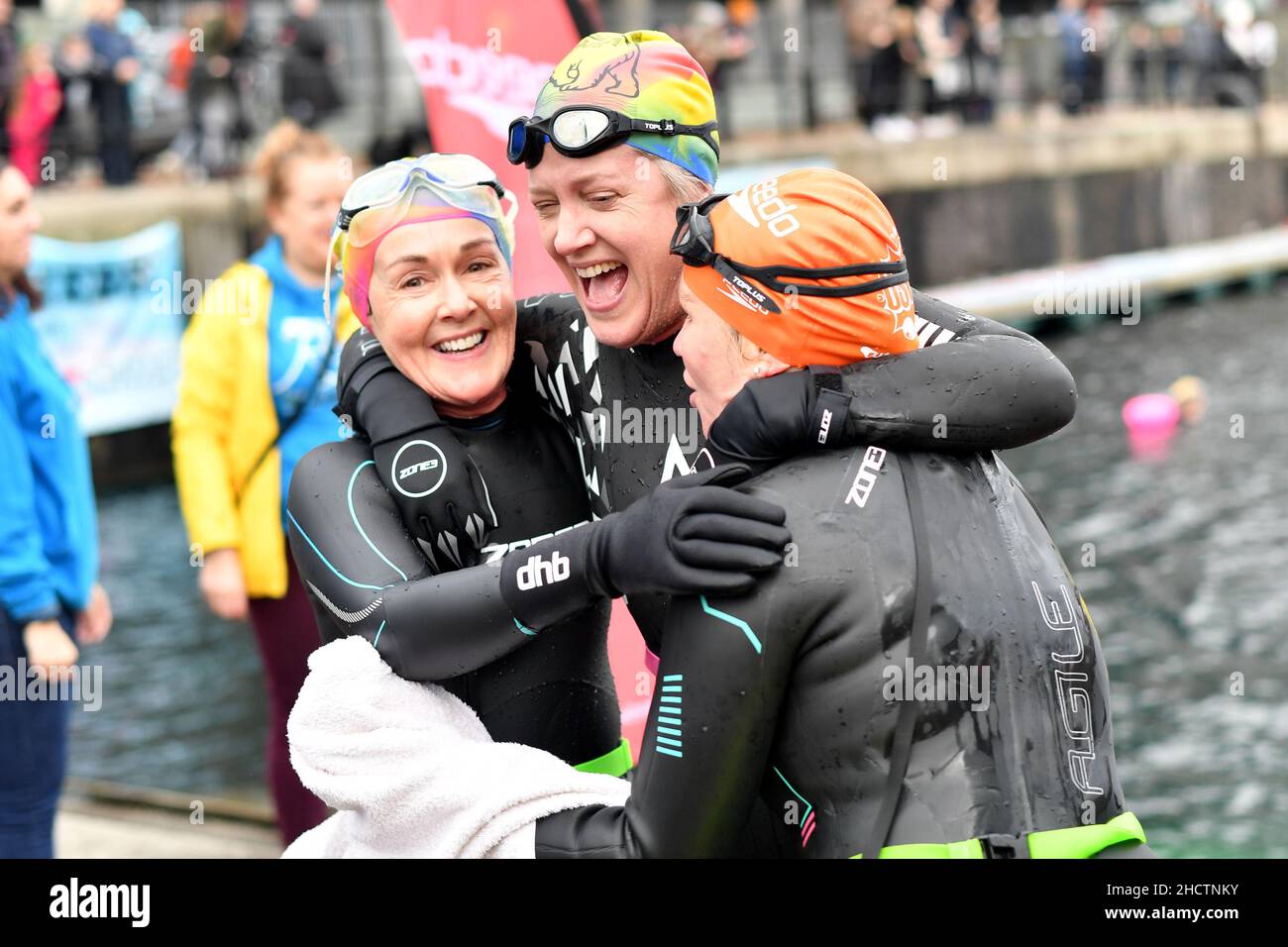 EDITORIAL USE ONLY Swimmers during the Uswim New Year's Day swim at ...