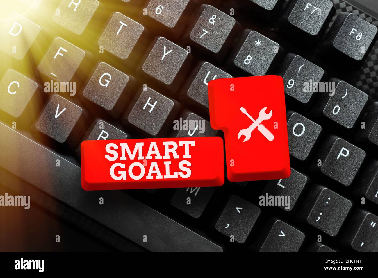 Text sign showing Smart Goals. Word Written on mnemonic used as a basis ...