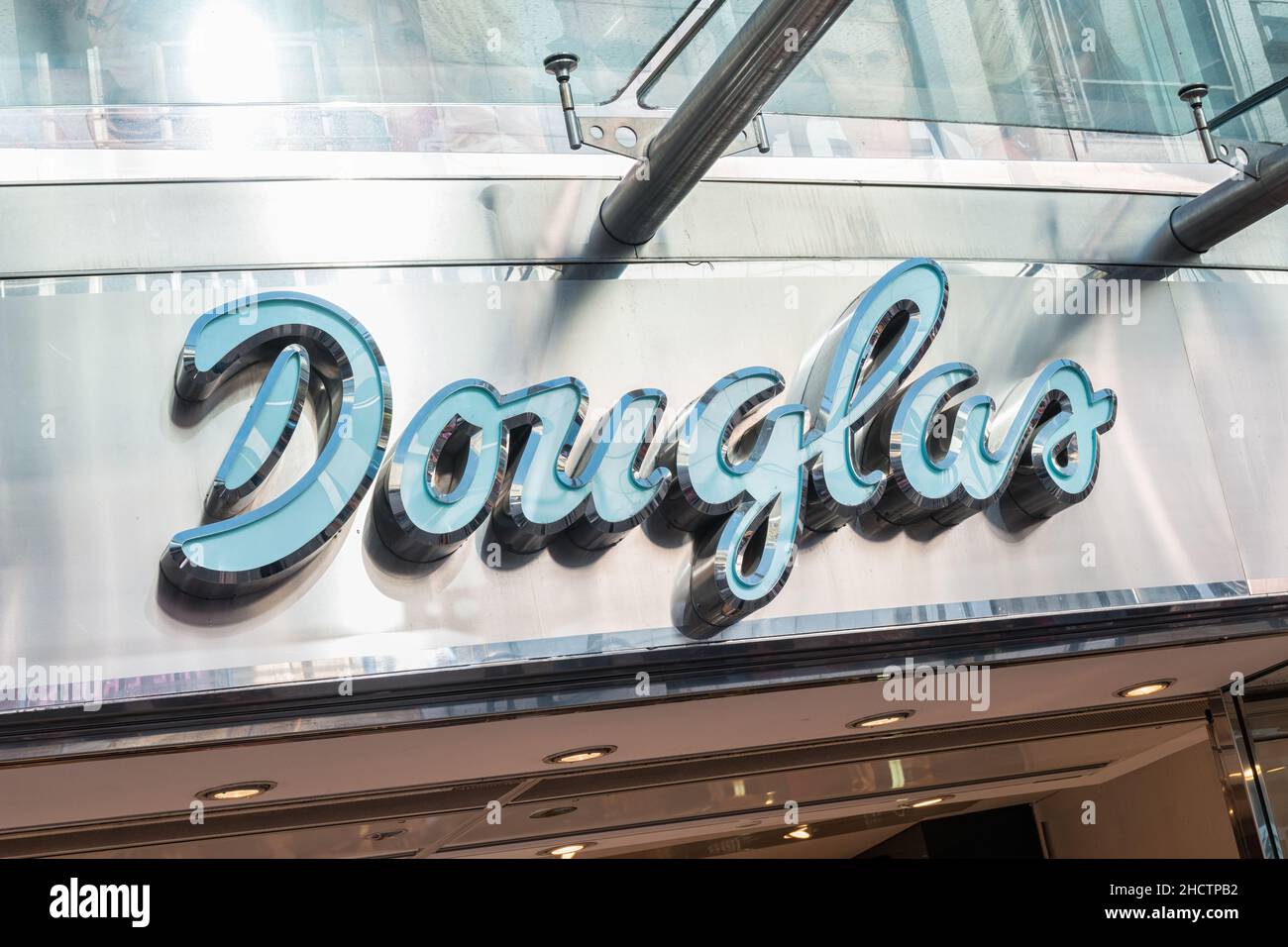 Douglas logo on a Parfumerie Store. Parfumerie Douglas is a global ...