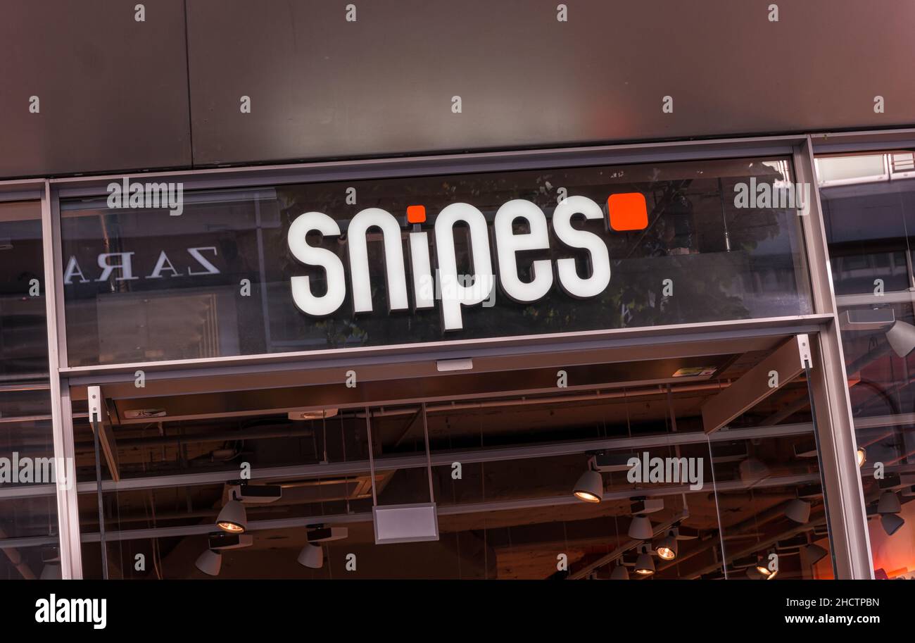 Snipes logo on a store. Snipes SE is a german retail-clothing company ...