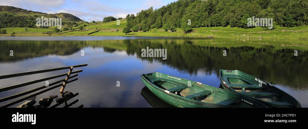 Summer view over Watendlath Tarn, Lake District National Park, Cumbria ...