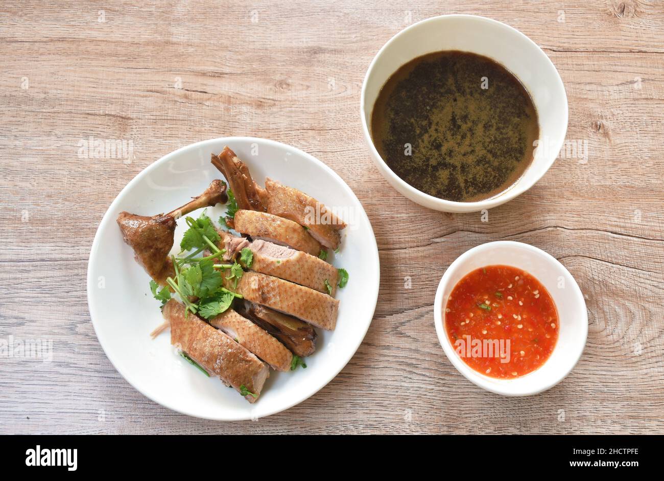 boiled duck meat in black soybean sauce dipping spicy chili sauce Stock ...