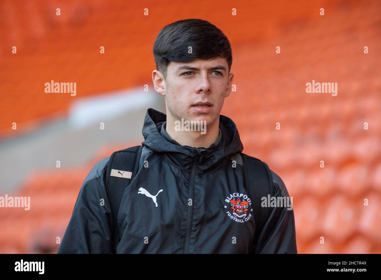Luke Mariette #37 of Blackpool arrives at Bloomfield Road Stock Photo ...