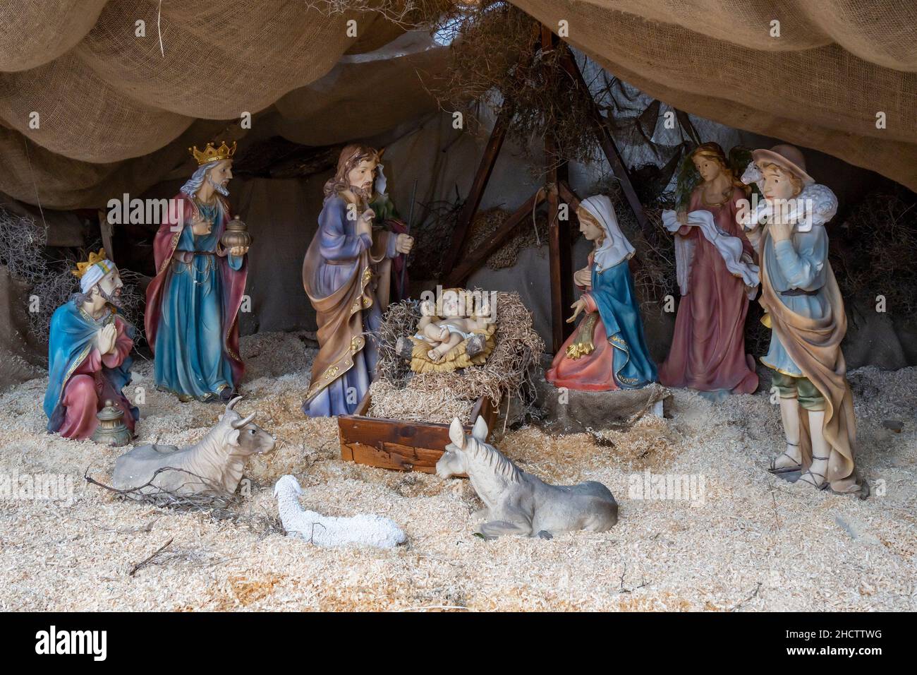 Fassuta, Israel - December 25th, 2021: The christ nativity scene, in ...