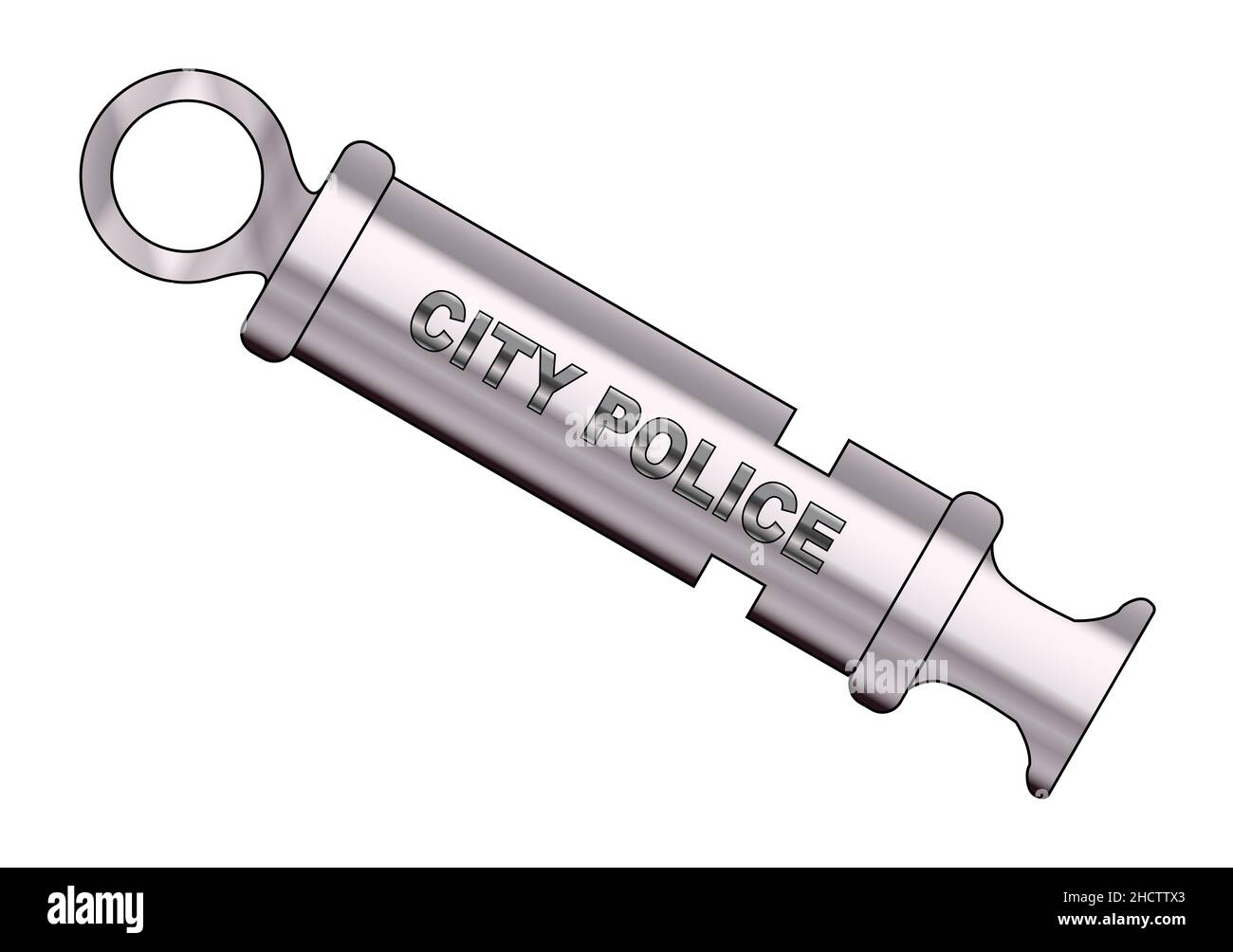 A typical city police whistle isolated over a white background Stock ...