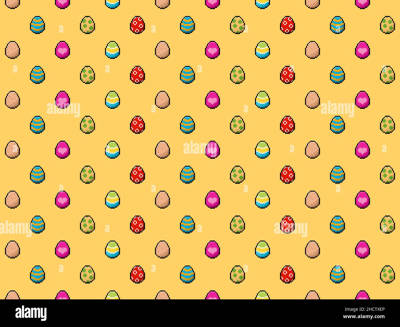 Pixel 8 bit Easter Eggs background - colorful seamless pattern Stock ...