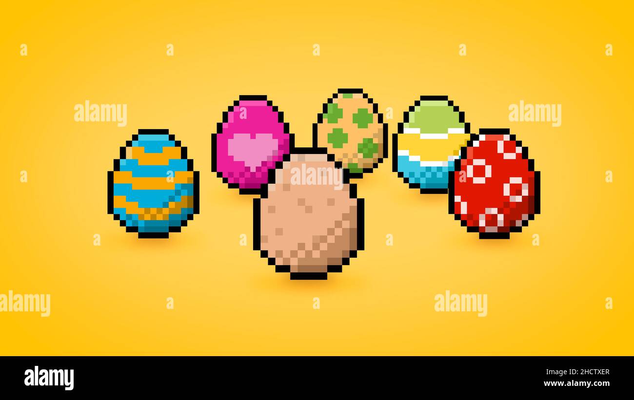 Pixel 8 bit Easter Eggs background - colorful high res 4k wallpaper ...