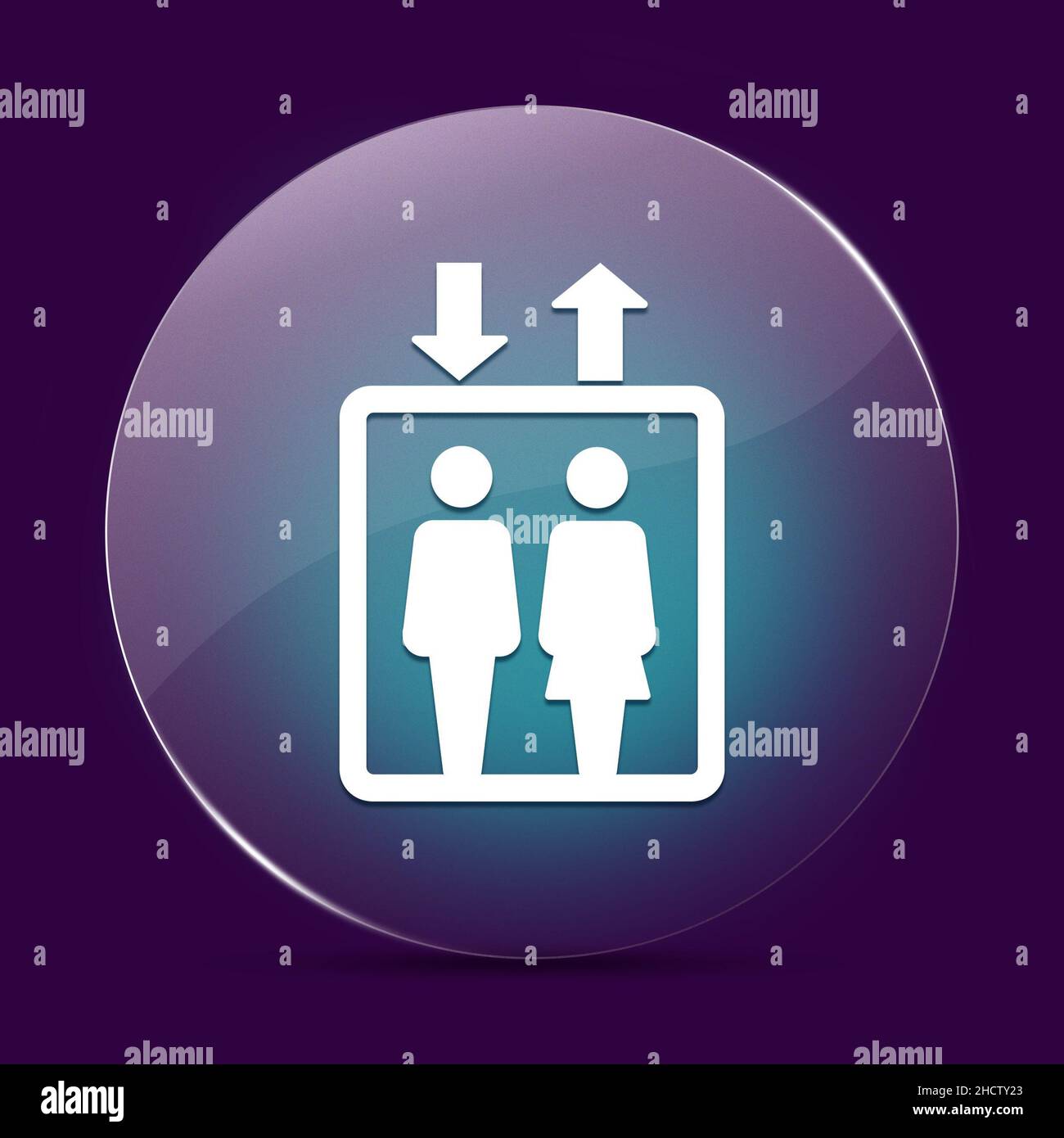 Lift sign moonlight glass round button abstract on a dark purple ...