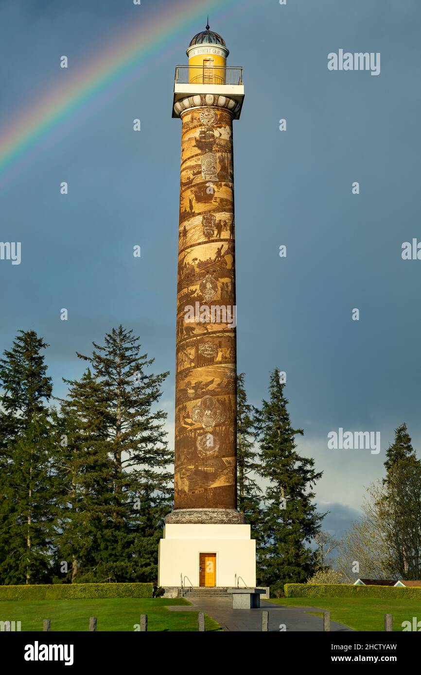 Astoria Column and rainbow, Astoria, Oregon USA Stock Photo - Alamy