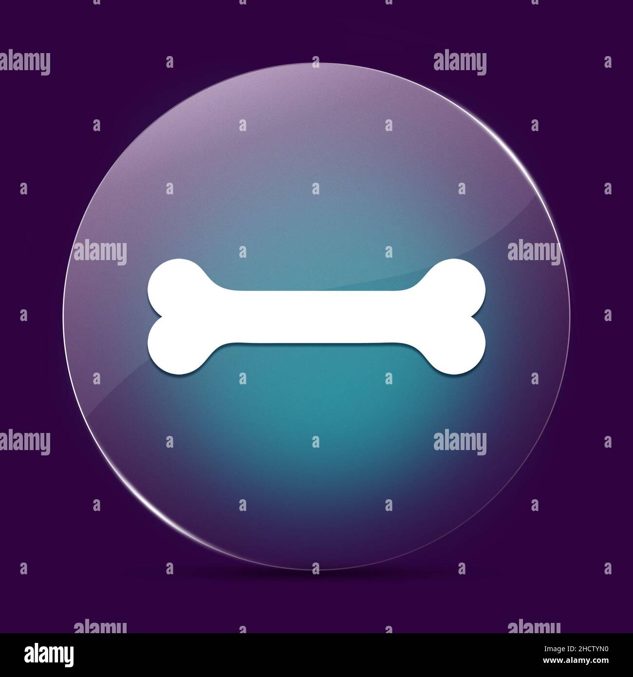 Bone moonlight glass round button abstract on a dark purple abstract ...