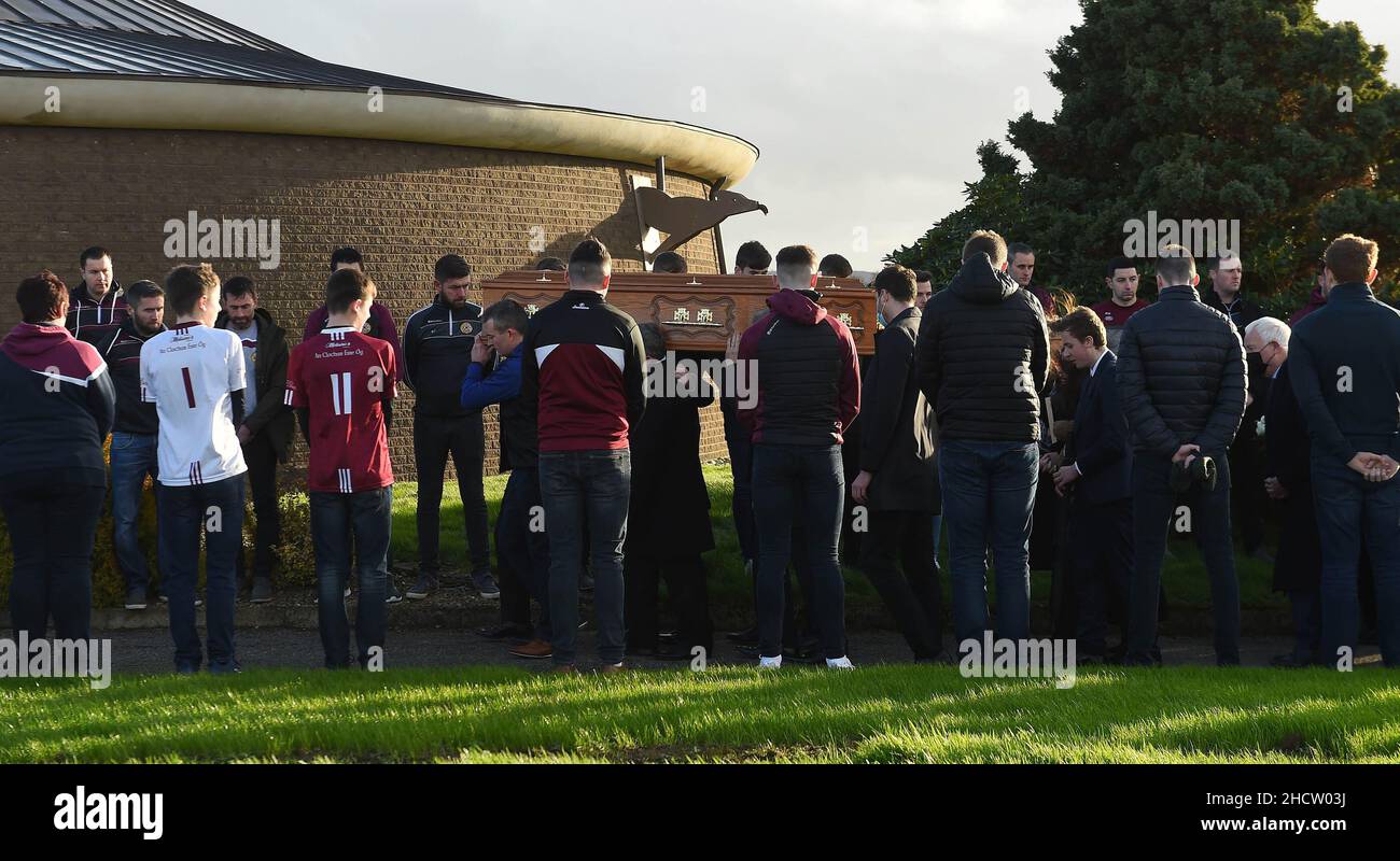 The coffin of Peter Alexander Finnegan, with a guard of honour from ...
