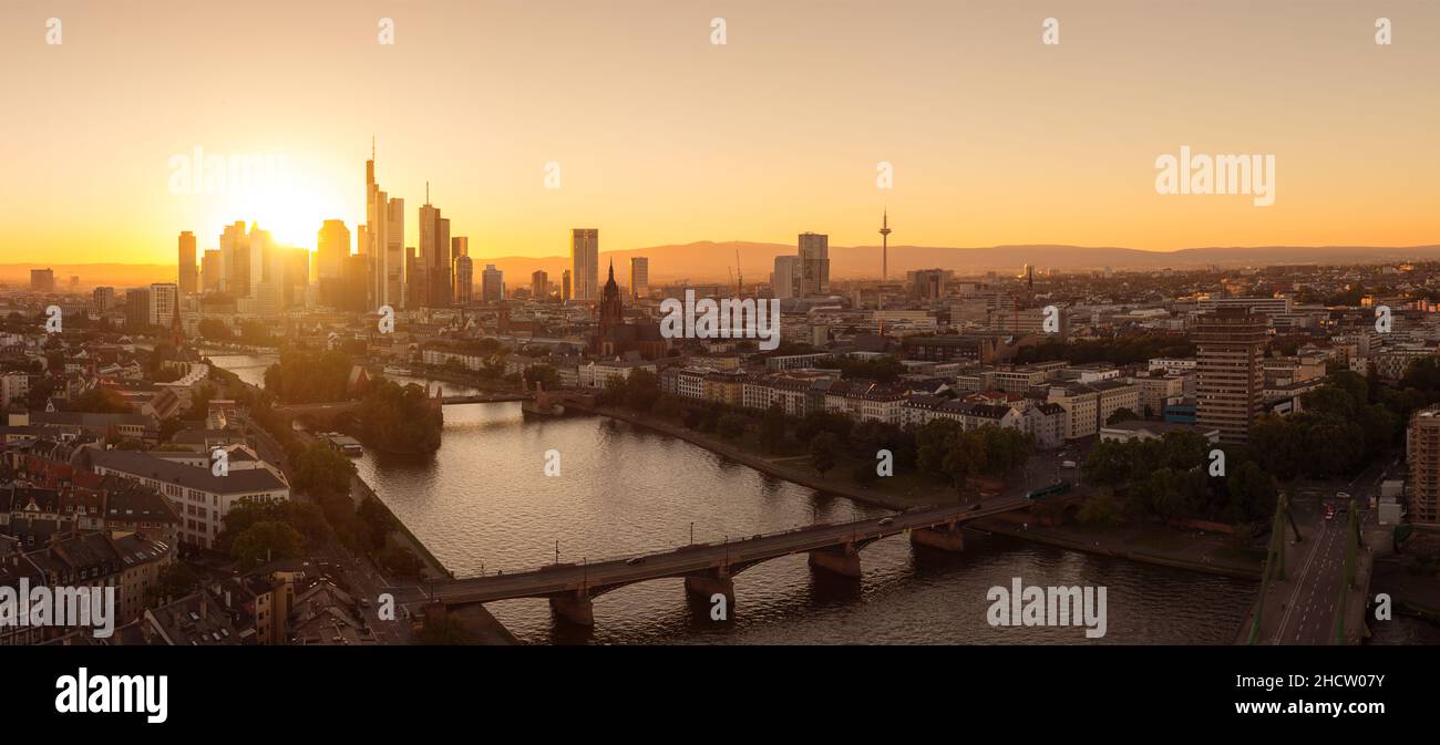 Frankfurt Skyline at Sunset Panorama Stock Photo - Alamy