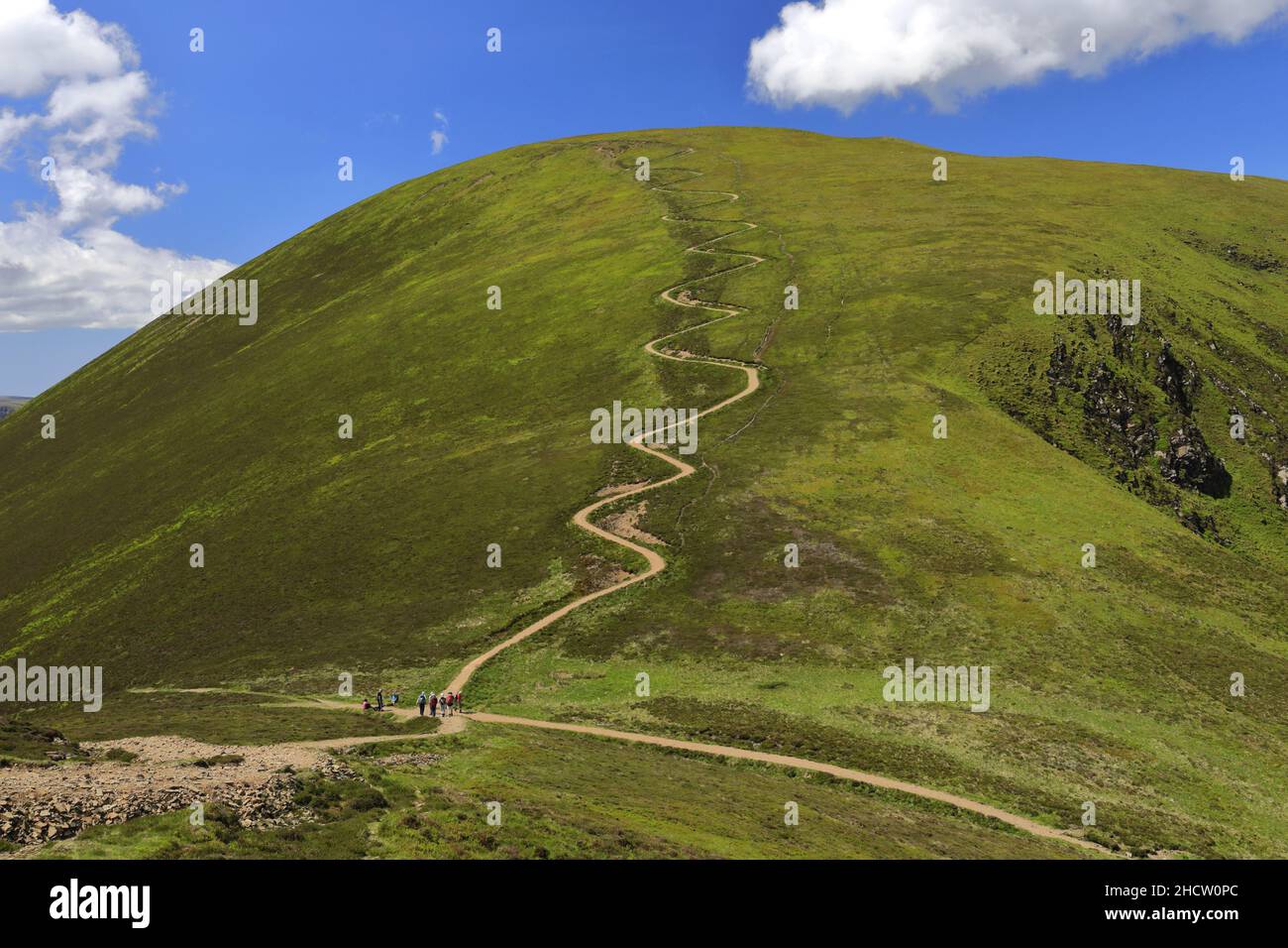 Walkers on the zigzag footpath up to Sail fell above the Coledale Hause ...
