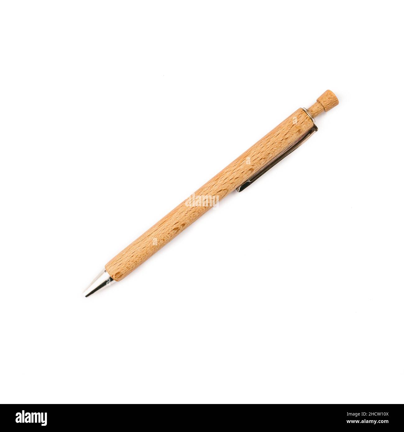 natural wooden pen, isolated on white background Stock Photo - Alamy