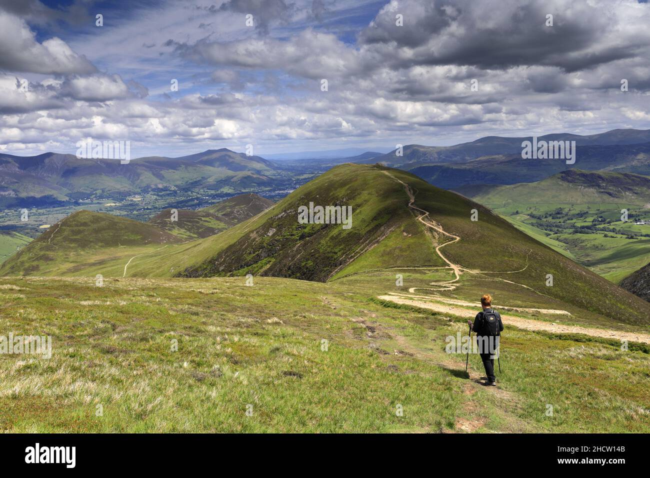 Walkers going down from Sail fell to Scar Crags fell above the Newlands ...