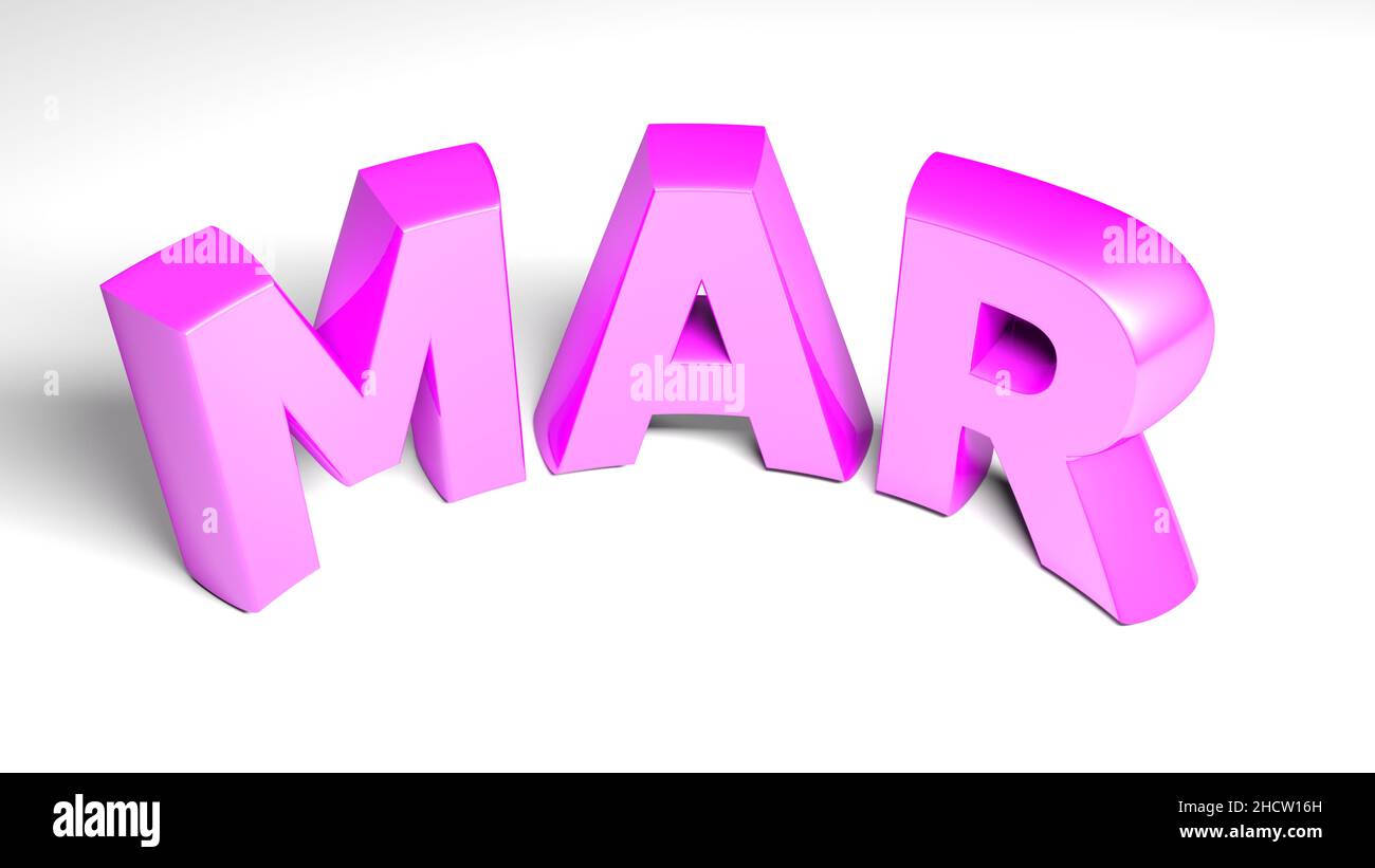 MAR pink write on white background - 3D rendering illustration Stock ...