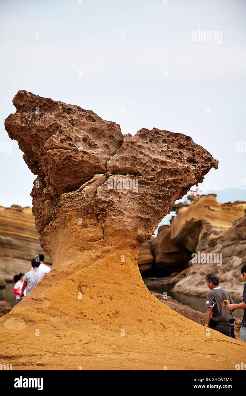 View of ancient rock formations at the Yehliu Geological park Stock ...