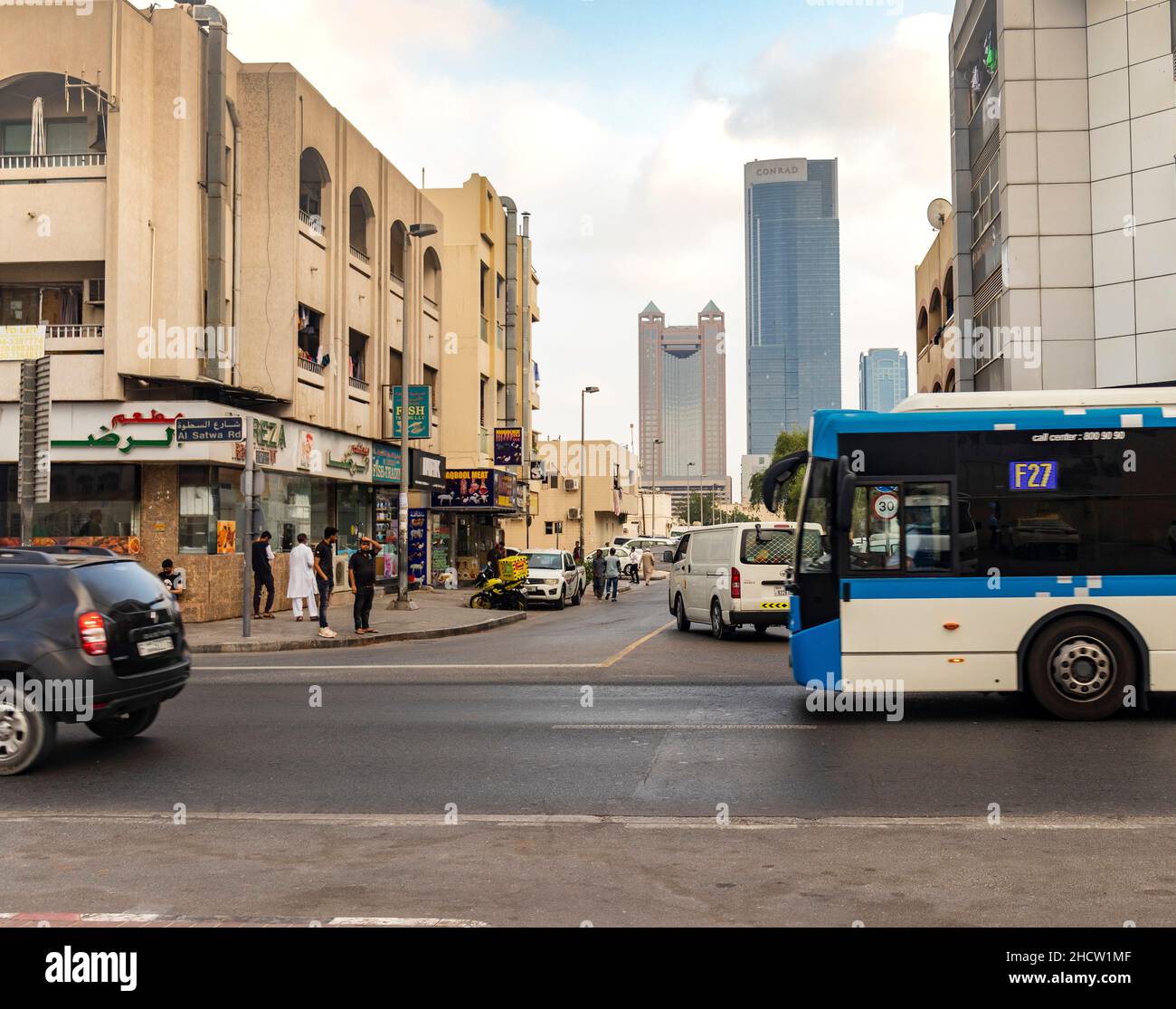 Dubai, UAE - 12.22.2021 - Busy streets of Satwa area Stock Photo - Alamy