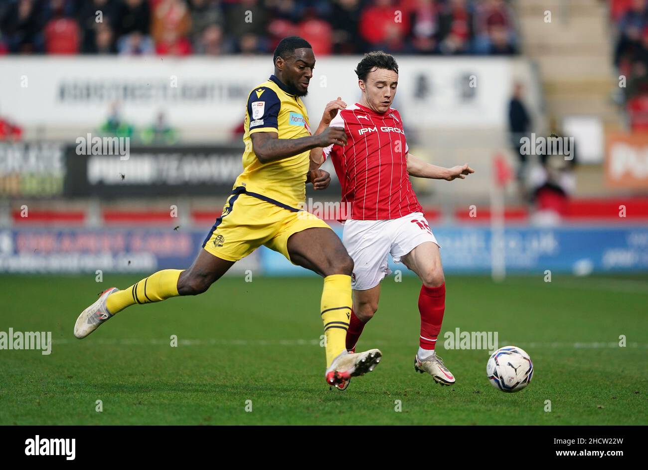 Rotherham United's Oliver Rathbone (right) and Bolton Wanderers Ricardo ...