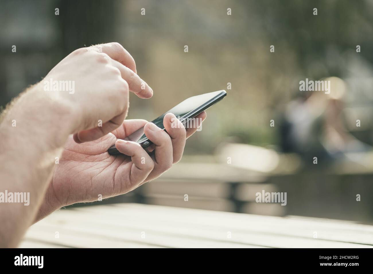 man using aggressive mobile smart phone Stock Photo - Alamy