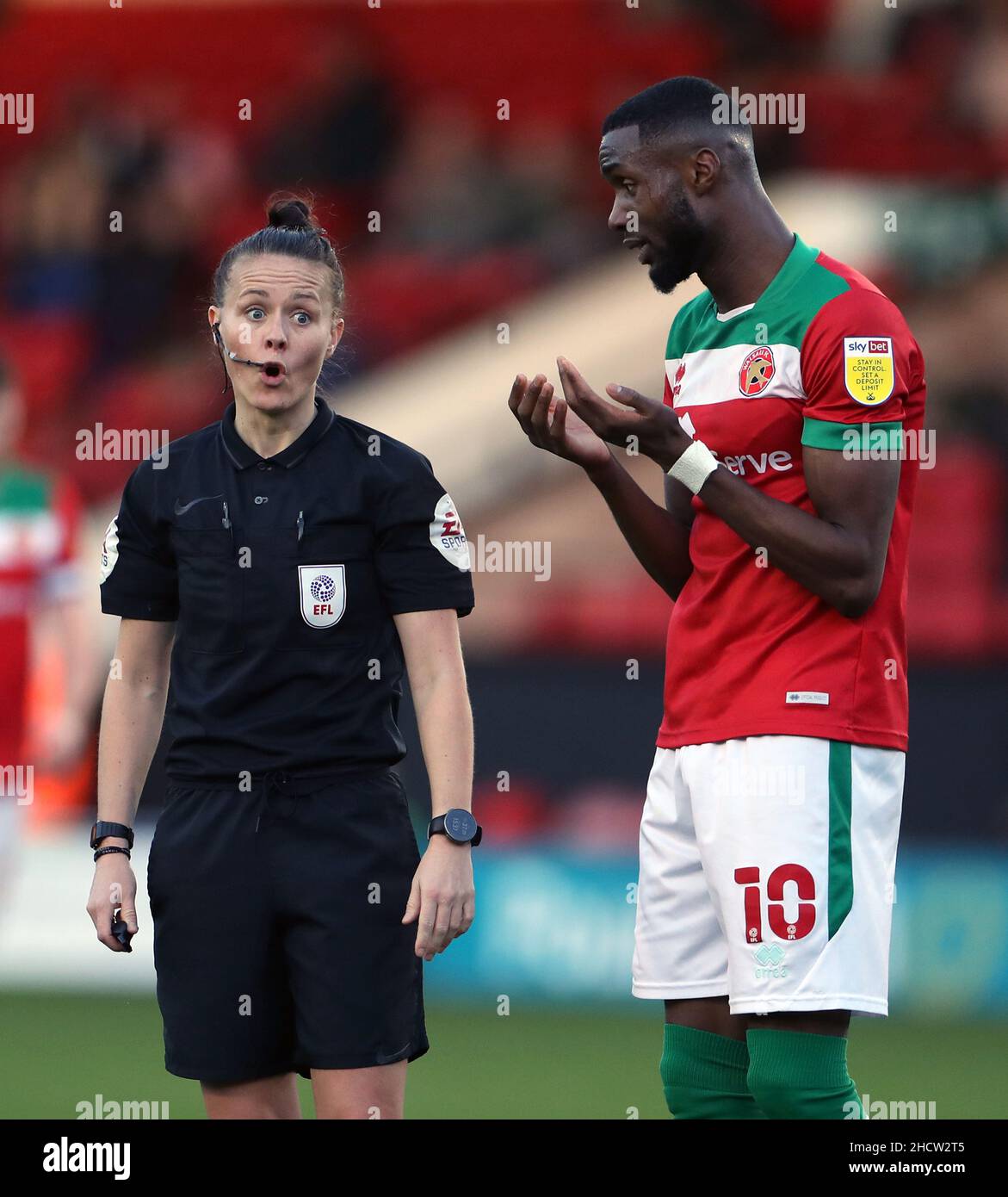 Referee Rebecca Welch during the Sky Bet League Two match at Banks's ...
