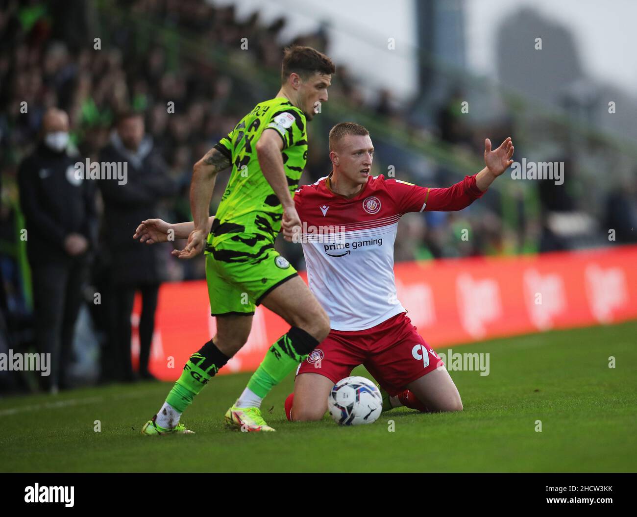 Forest Green Rovers' Josh March and Stevenage's Luke Norris during the ...