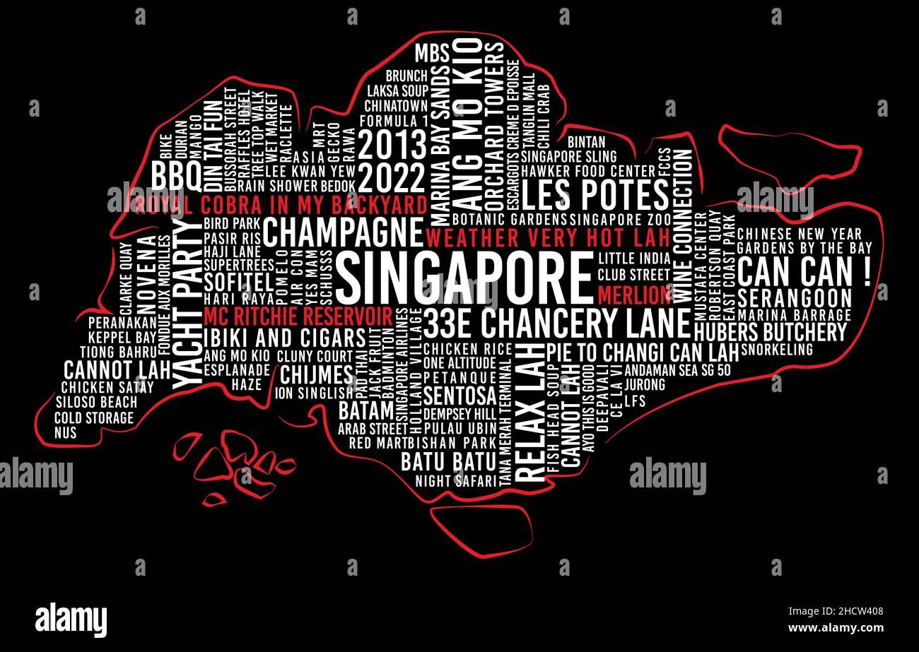 Singapore map word art Stock Photo - Alamy