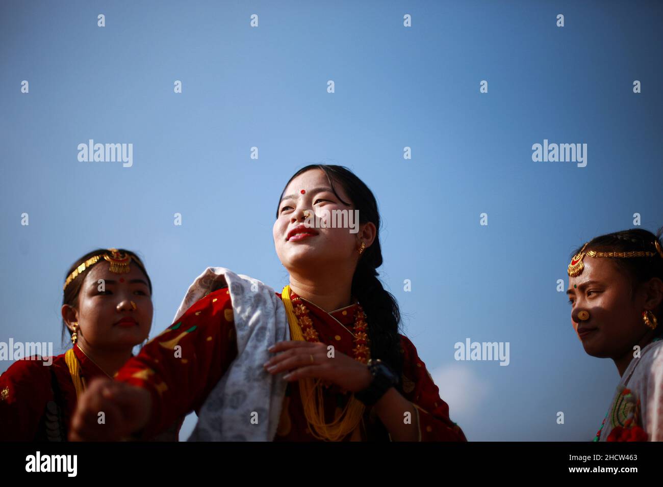 Bhaktapur, Bagmati, Nepal. 1st Jan, 2022. Locals clad in their ...