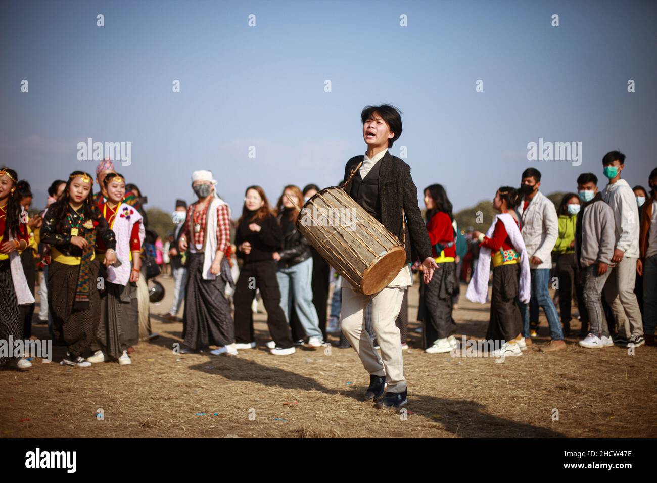 Bhaktapur, Bagmati, Nepal. 1st Jan, 2022. Locals clad in their ...