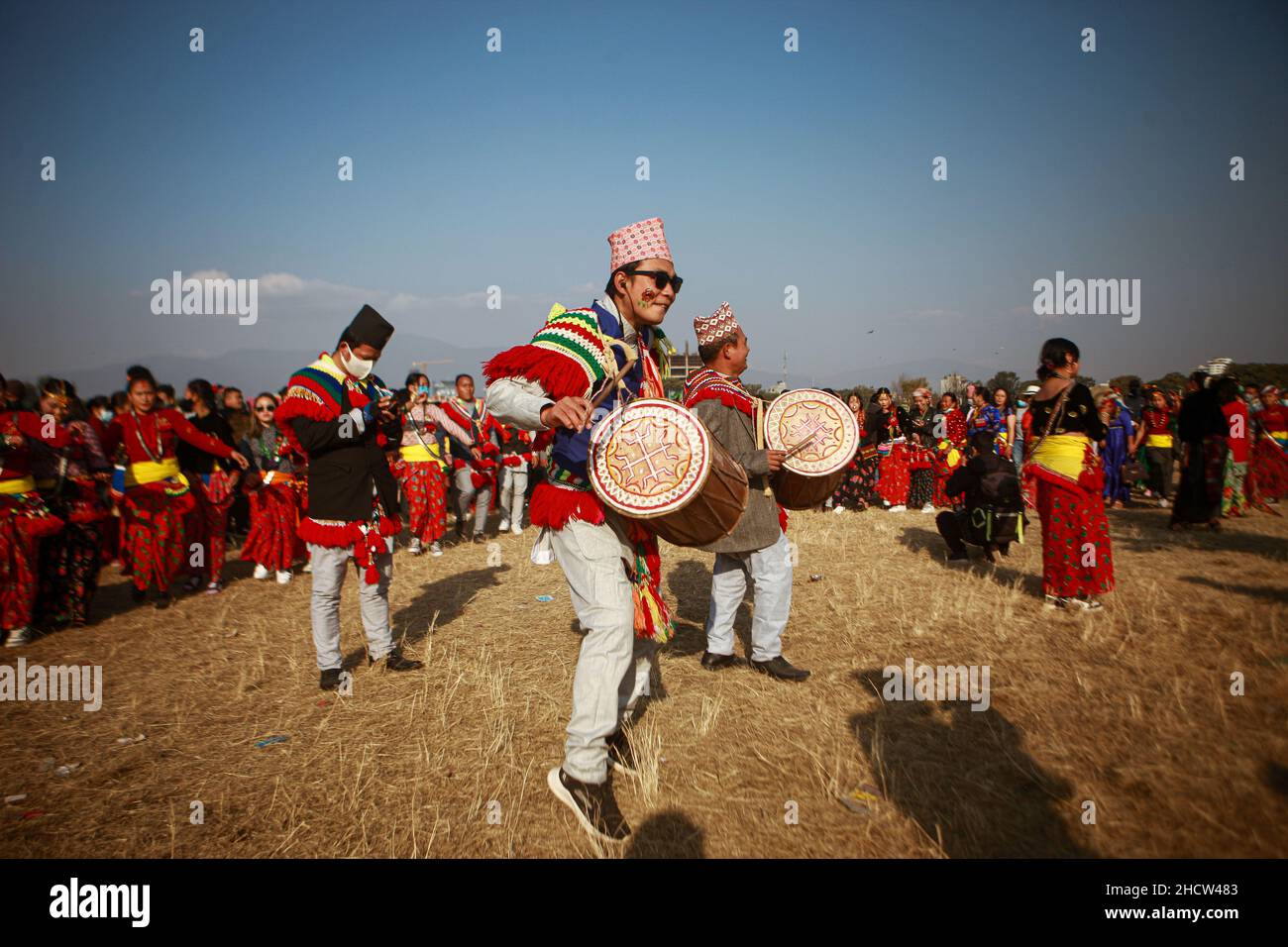 Bhaktapur, Bagmati, Nepal. 1st Jan, 2022. Locals clad in their ...