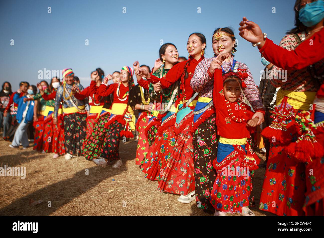 Bhaktapur, Bagmati, Nepal. 1st Jan, 2022. Locals clad in their ...