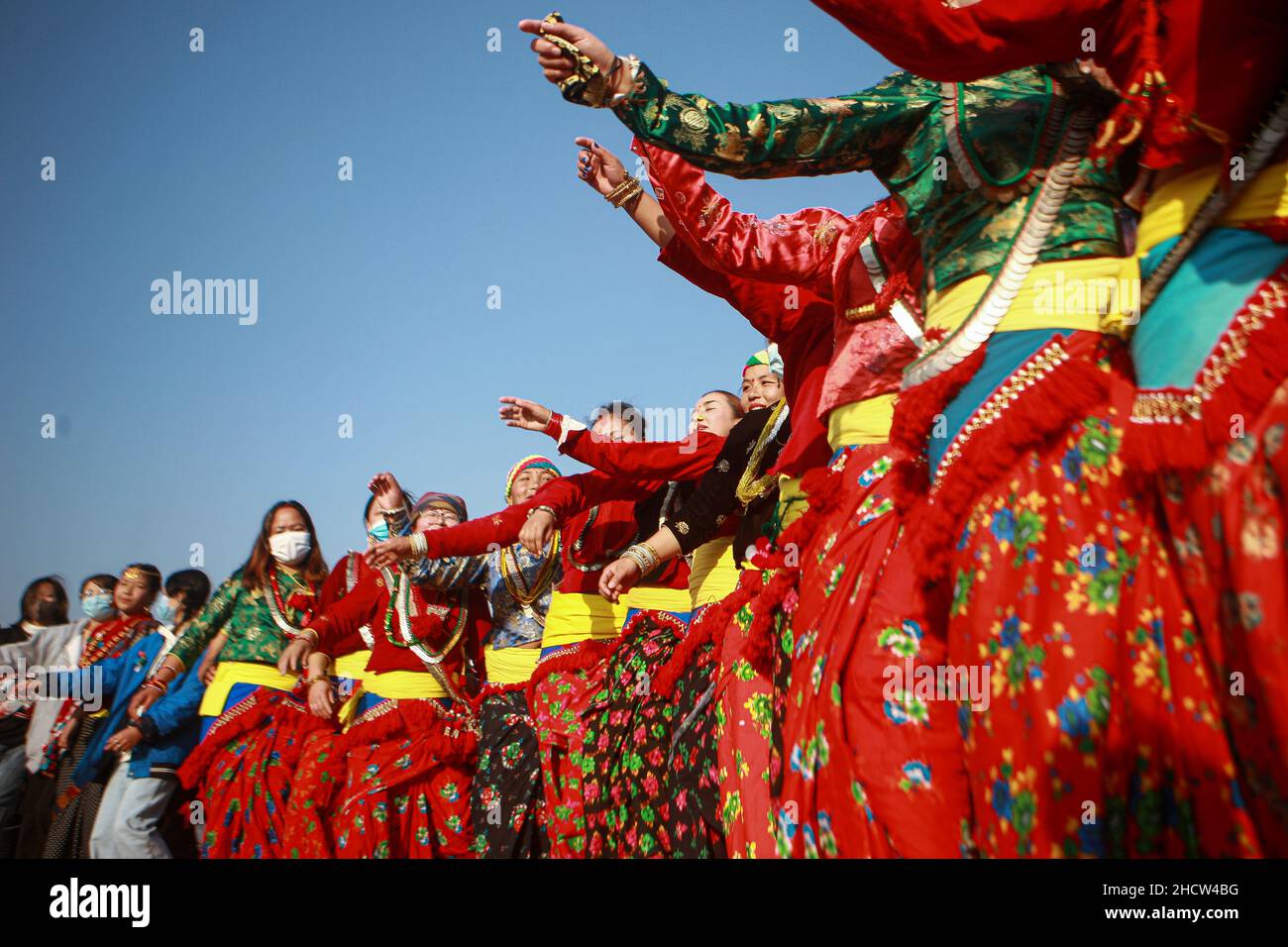 Bhaktapur, Bagmati, Nepal. 1st Jan, 2022. Locals clad in their ...