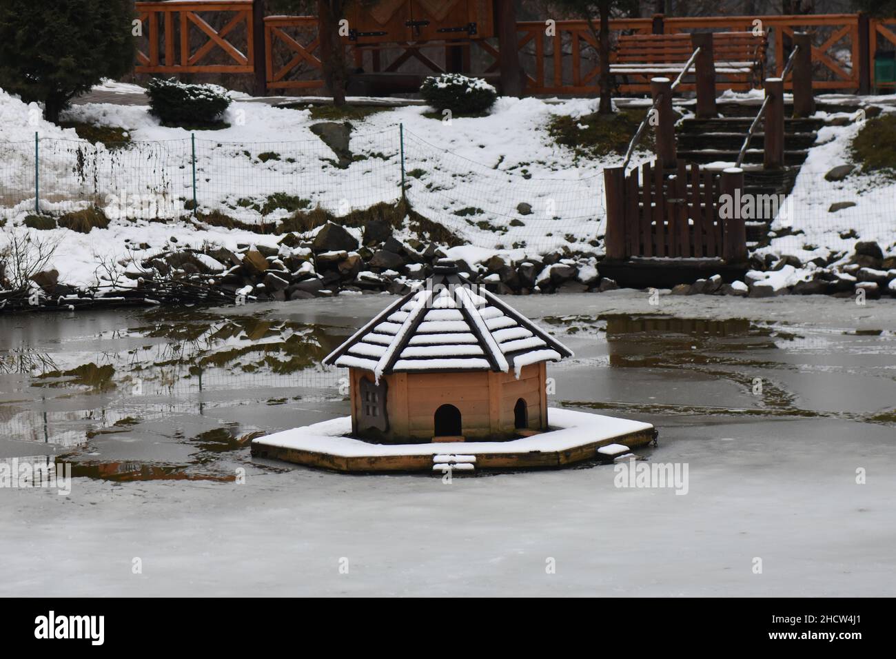 Wooden duck house hi-res stock photography and images - Alamy