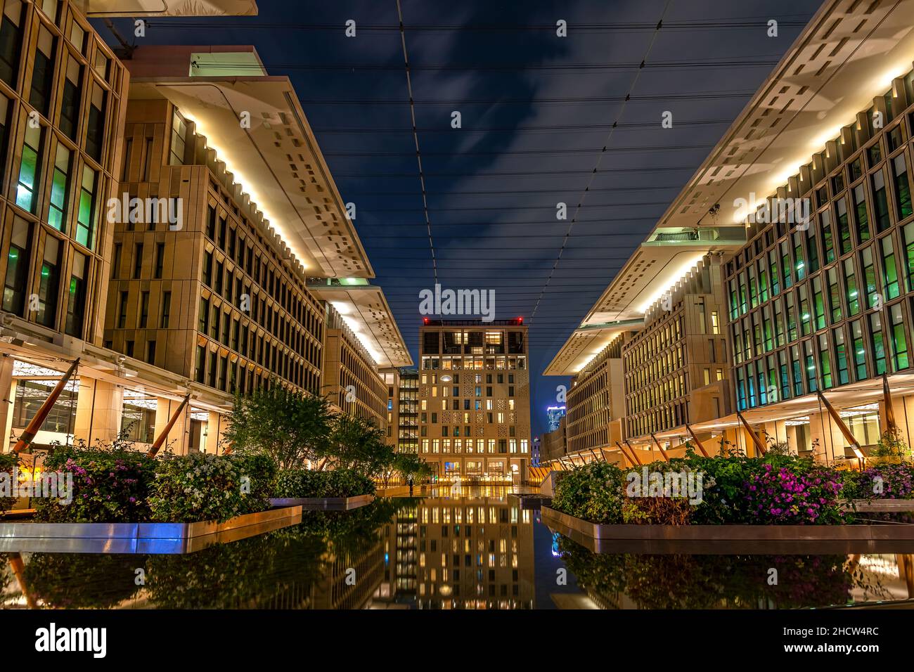 Night view of Building Architecture of Mushreib Downtown Doha Stock ...