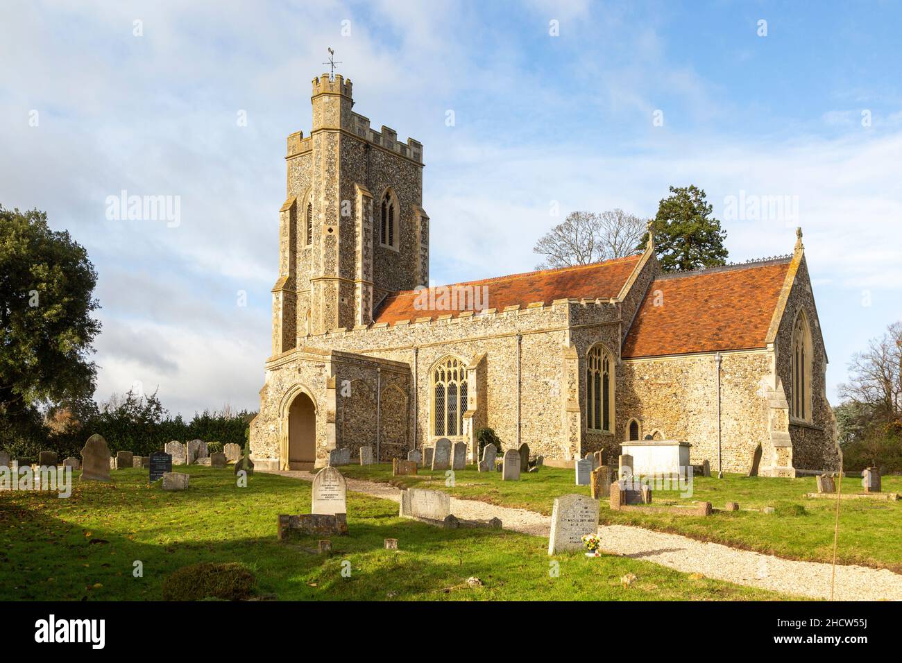Village parish church, of Saint Edmund, Assington, Suffolk, England, UK ...