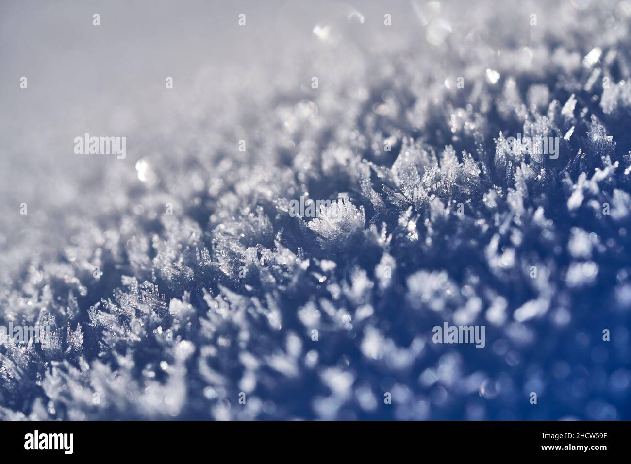 macro of hoarfrost crystals after cold, frosty winter night Stock Photo ...
