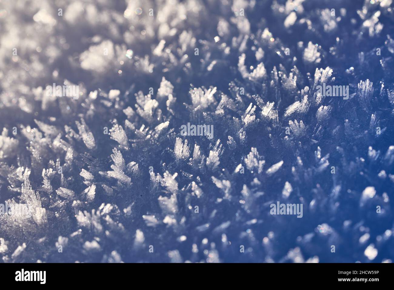 macro of hoarfrost crystals after cold, frosty winter night Stock Photo ...