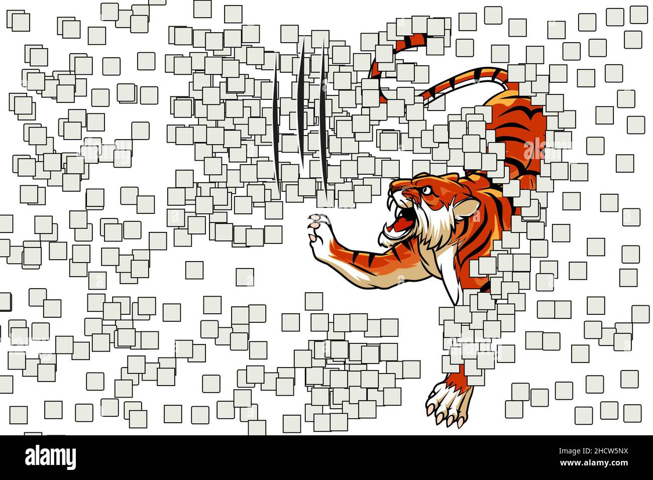 the tiger fight with white boxes abstract background Stock Photo - Alamy