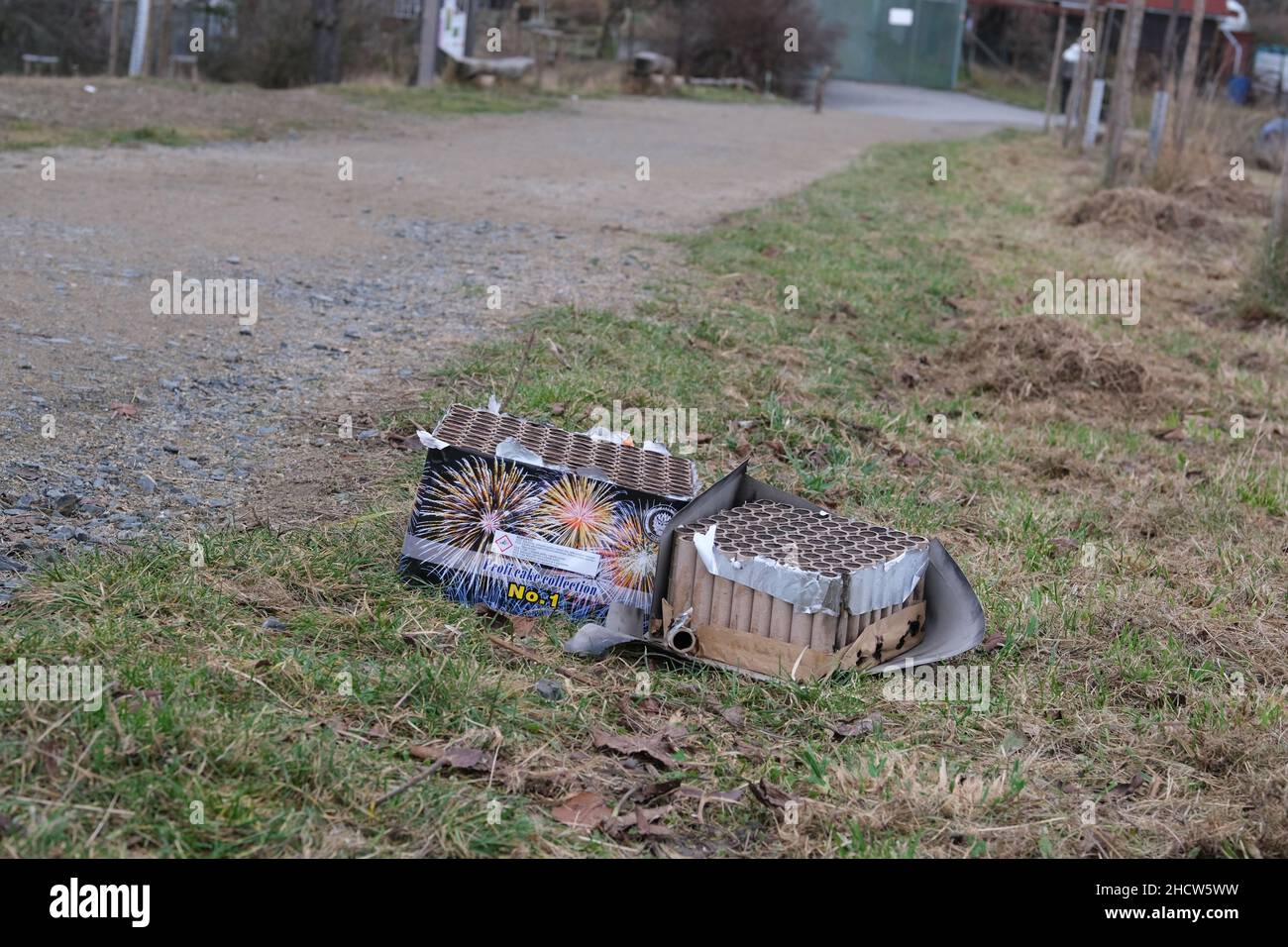 New year used pyrotechnics. Pyrotechnics on the street, celebration ...