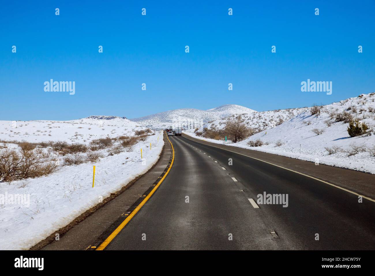 Desert landscape in the winter after a heavy snowfall mountain in ...