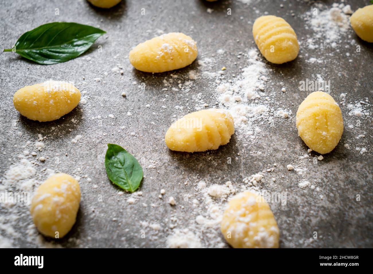 Traditional Italian gnocchi pasta uncooked - Italian food style Stock ...