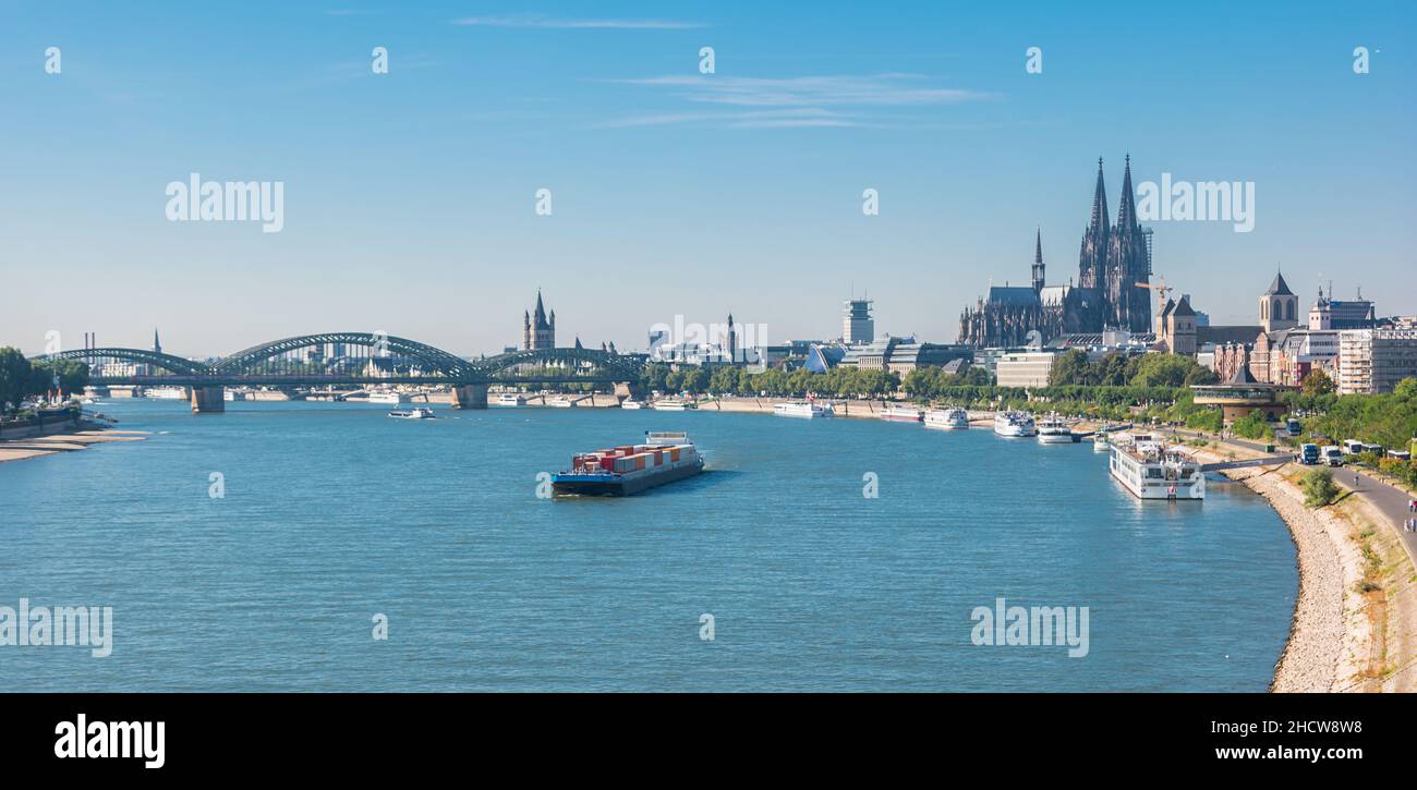 Cologne old town view with rhine river Stock Photo - Alamy