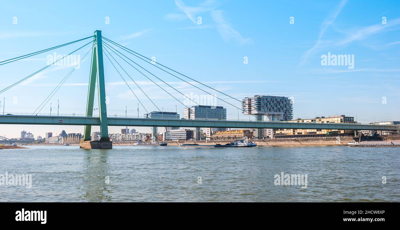 Cologne city skyline and crane houses Stock Photo - Alamy