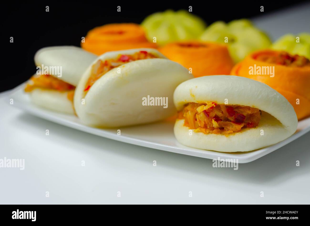 BBQ Jackfruit Bao Buns, Steam cooked seasoned jackfruit and vegetables ...