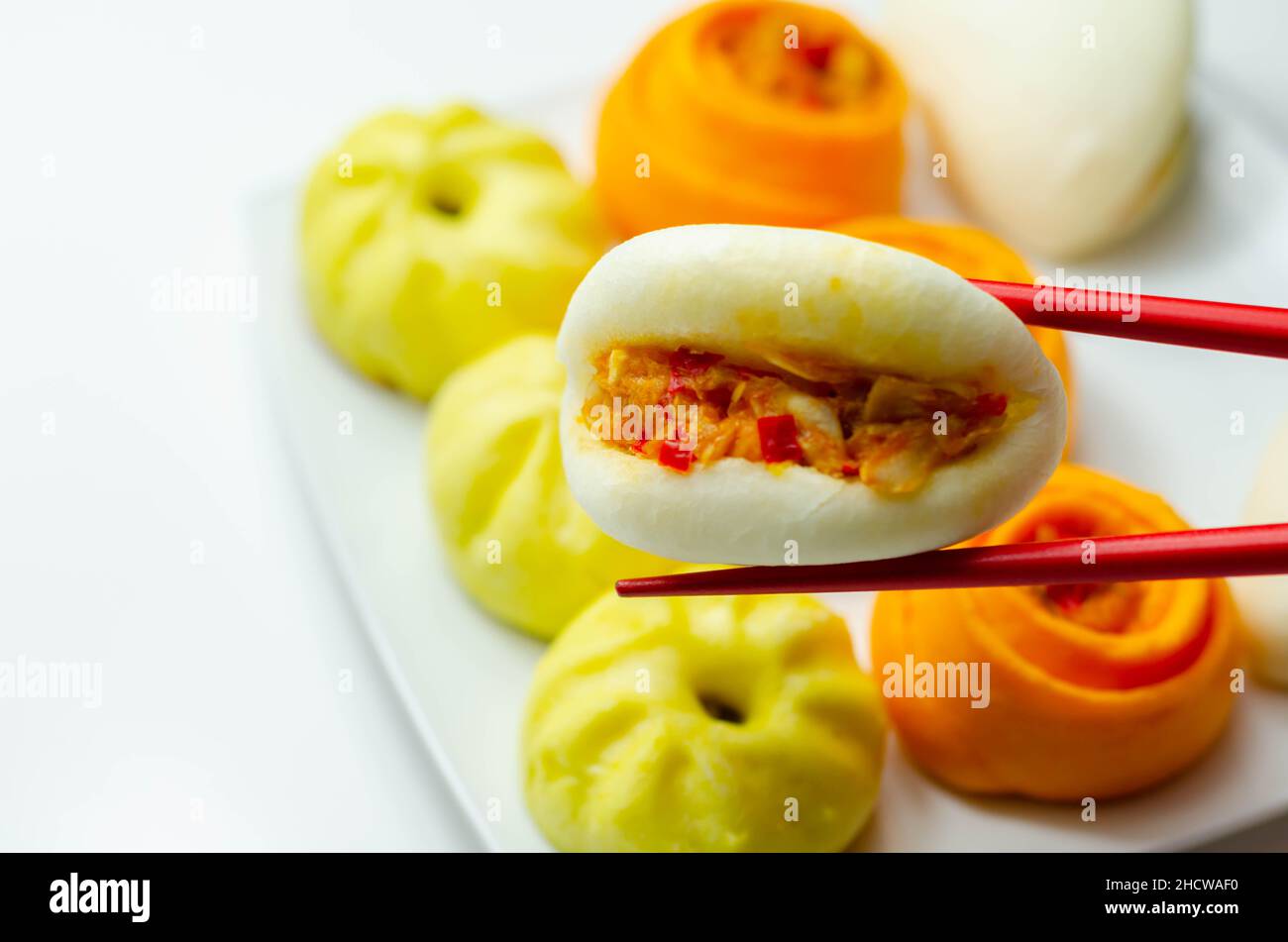 BBQ Jackfruit Bao Buns, Steam cooked seasoned jackfruit and vegetables ...