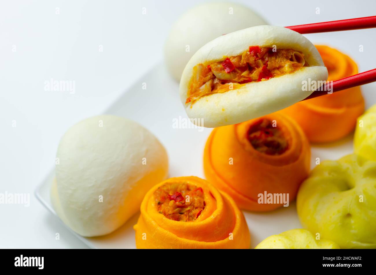 BBQ Jackfruit Bao Buns, Steam cooked seasoned jackfruit and vegetables ...