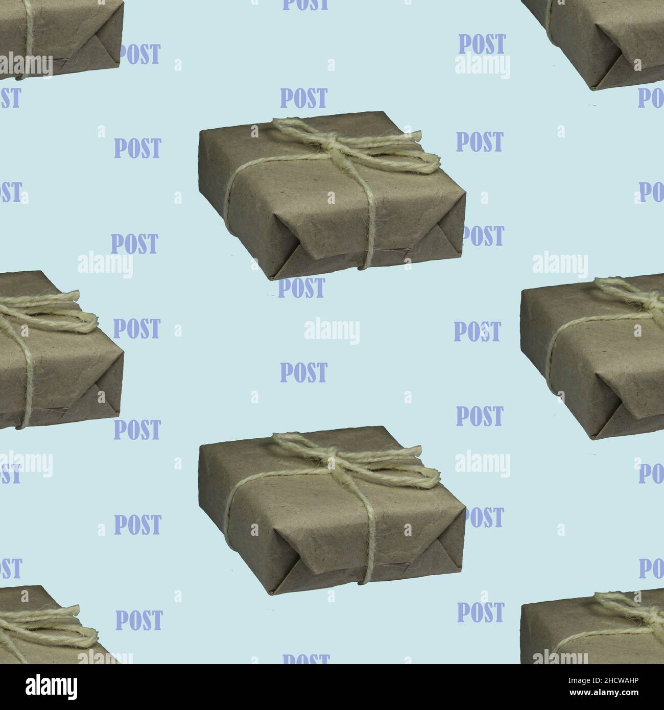 Trendy post pattern made with carton boxes on bright light green ...