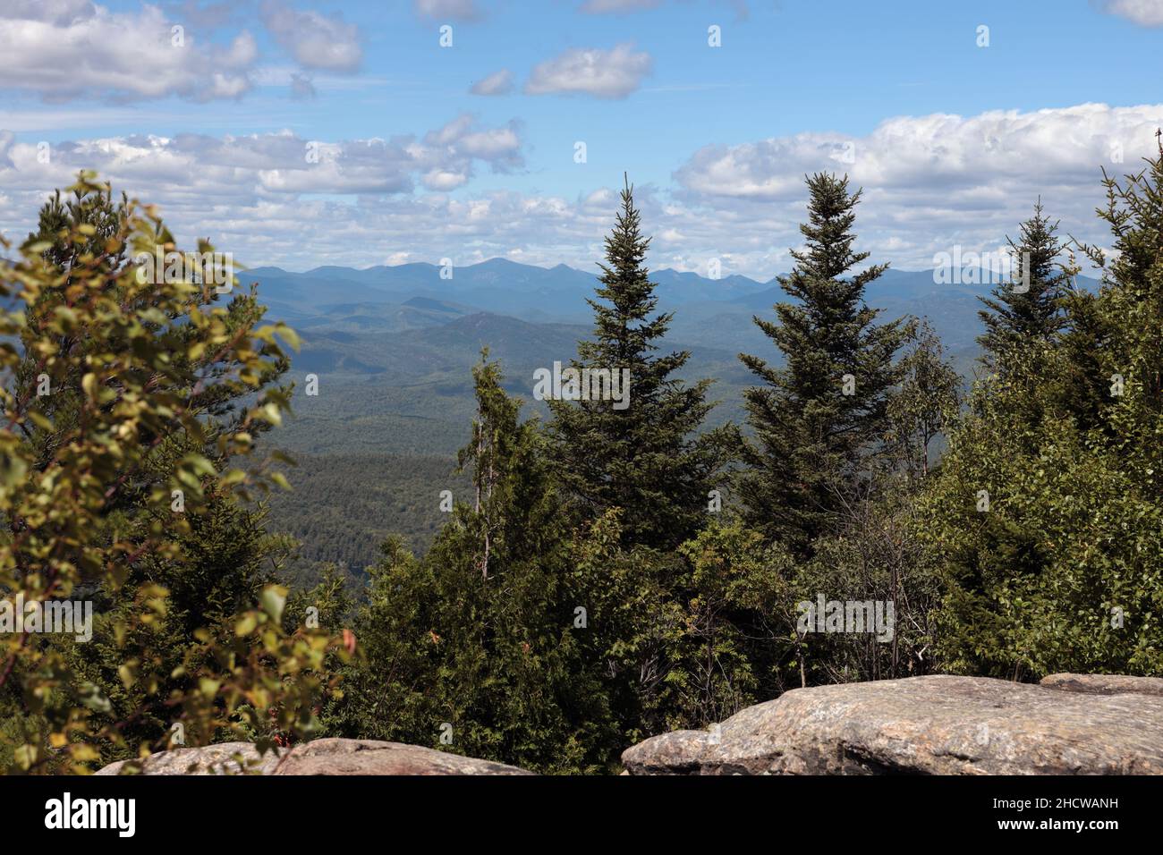 Picture perfect summertime view of the Adirondack Mountains High Peaks ...