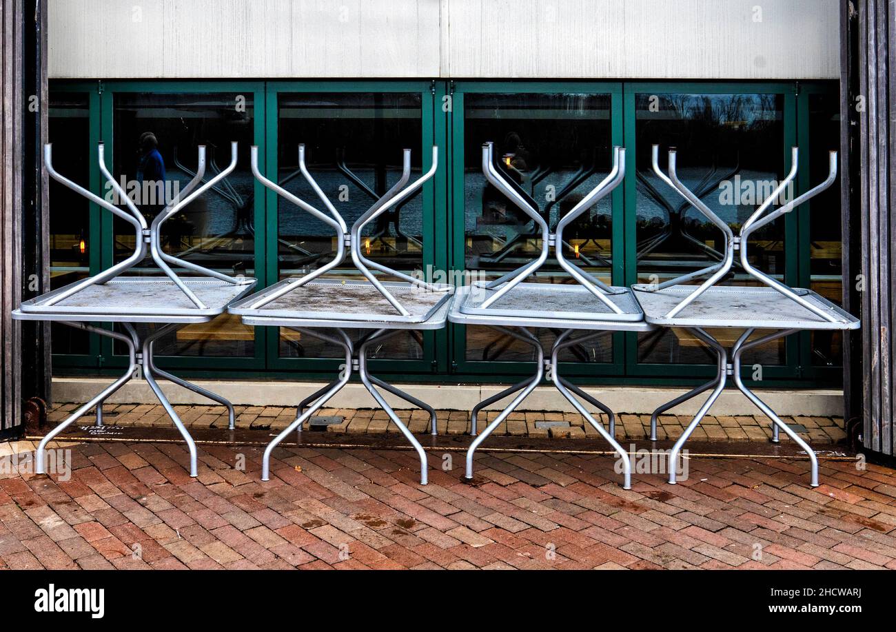 Stacked restaurant tables hi-res stock photography and images - Alamy